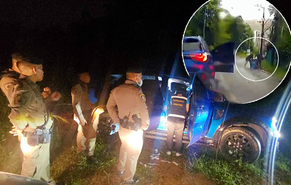 Phuket daylight robbery by thugs using a pickup as weapon to ram an American off the road for ...